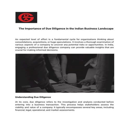 The Importance of Due Diligence in the Indian Business Landscape | PDF