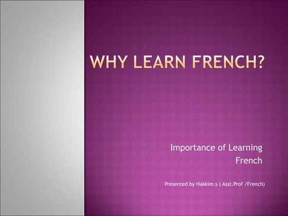 Reasons for learning french | DOC