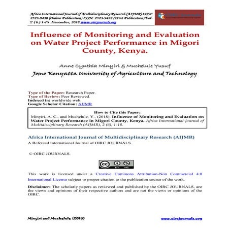 The influence-of-monitoring-and-evaluation-on-water-project-performance ...