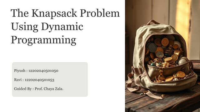 Knapsack Problem Data Structure And Algorithm Ppt 9920
