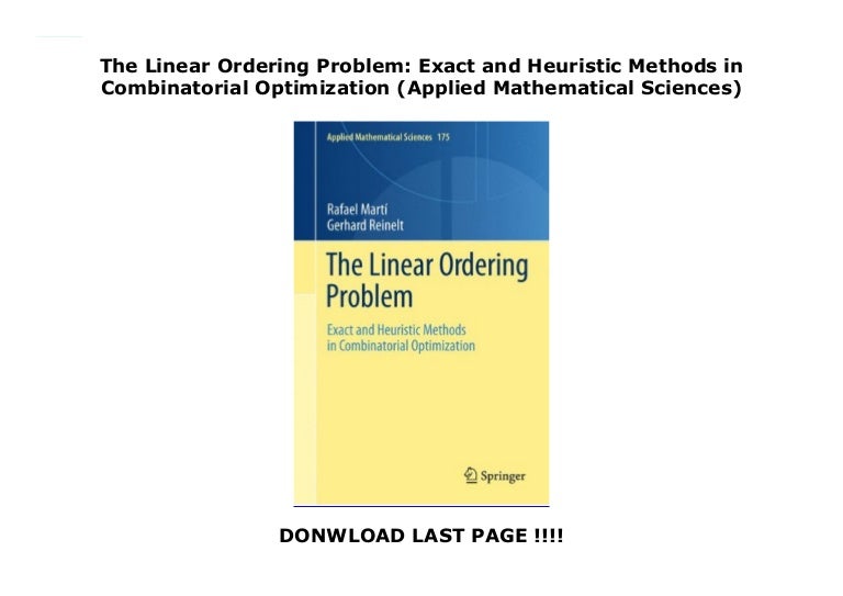 The Linear Ordering Problem Exact And Heuristic Methods In Combinato…