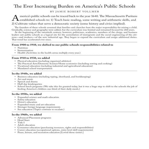 The Ever Increasing Burden on America’s Public Schools BY JAMIE ROBERT ...