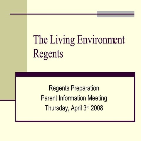 The Living Environment: Regents Preparation | PPT