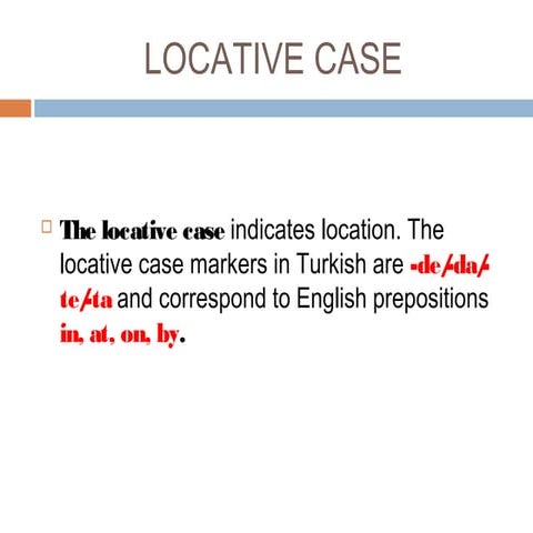The Locative Case in Turkish | PPT