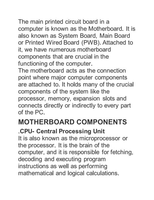 What is a motherboard? | PPT