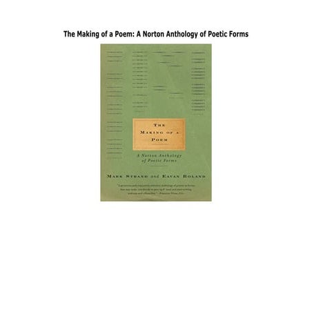 The Making of a Poem: A Norton Anthology of Poetic Forms | PDF