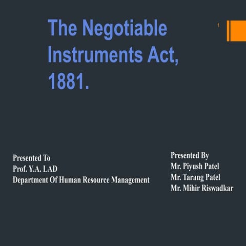 The negotiable-instruments-act-1881 (2) | PPT