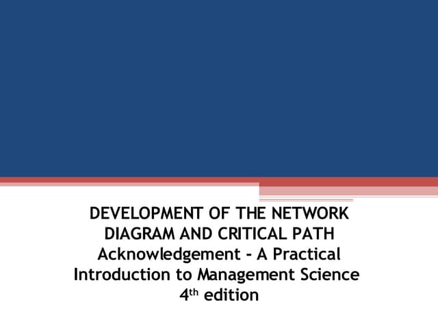 The Network Diagram And Critical Path | Ppt