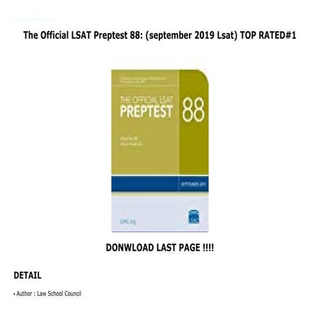 The Official LSAT Preptest 88: (september 2019 Lsat) TOP RATED#1 | PPT