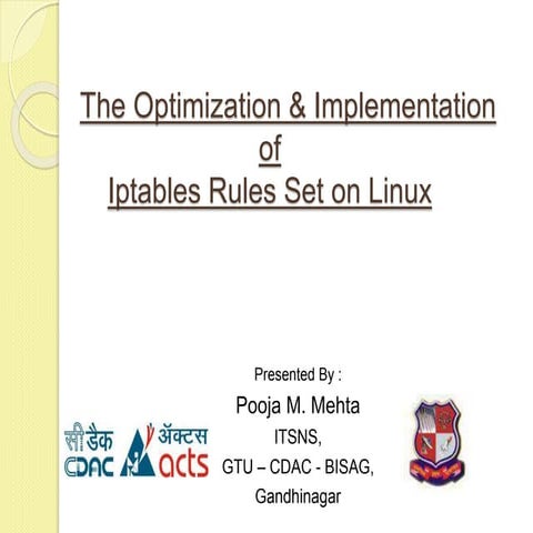 The Optimization And Implementation Of Iptables Rules Set Ppt