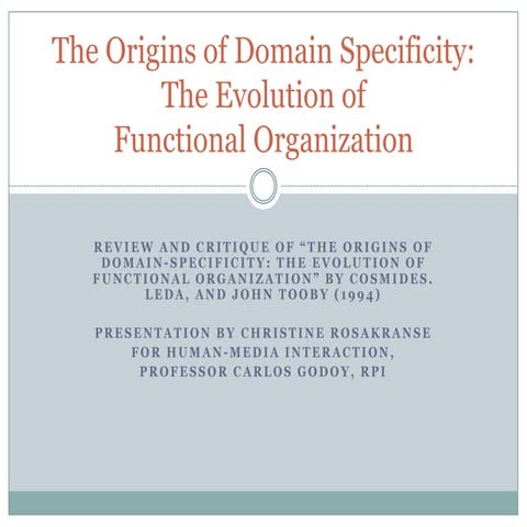 The Origins Of Domain Specificity Pdf Genetics Science