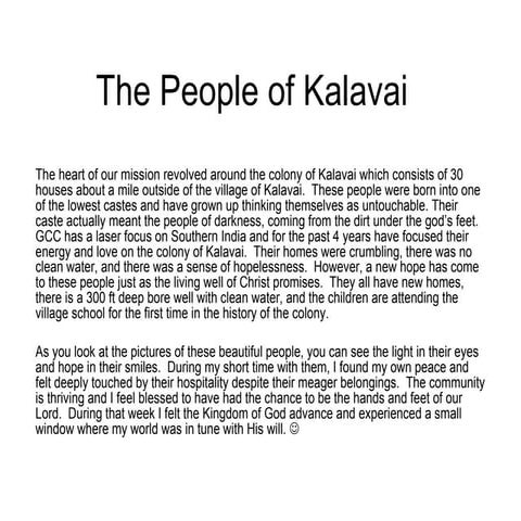 The People Of Kalavai | PPT