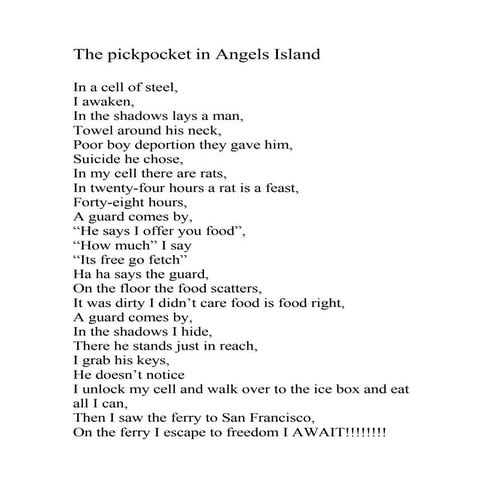 The Pickpocket In Angels Island | PDF