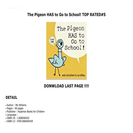 The Pigeon HAS to Go to School! TOP RATED#5 | PDF