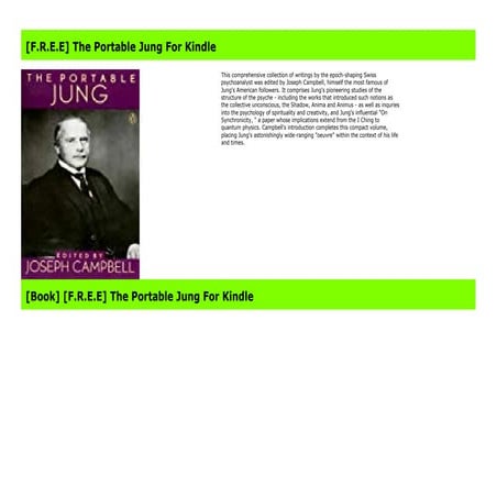 [F.R.E.E] The Portable Jung For Kindle | PPT