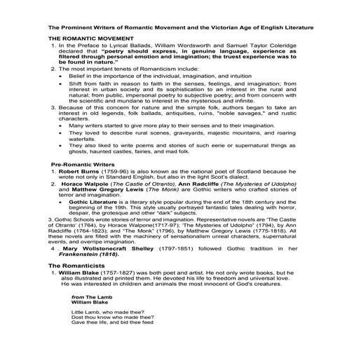 The-Prominent-Writers-of-Romantic-Movement-and-the-Victorian-Age-of ...