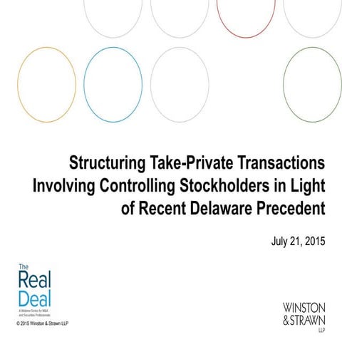Structuring Take-Private Transactions Involving Controlling ...