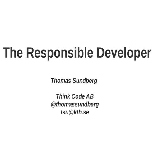 The Responsible Developer | PDF