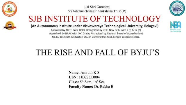 Understanding BYJU'S and the reasons for downfall | PPTX