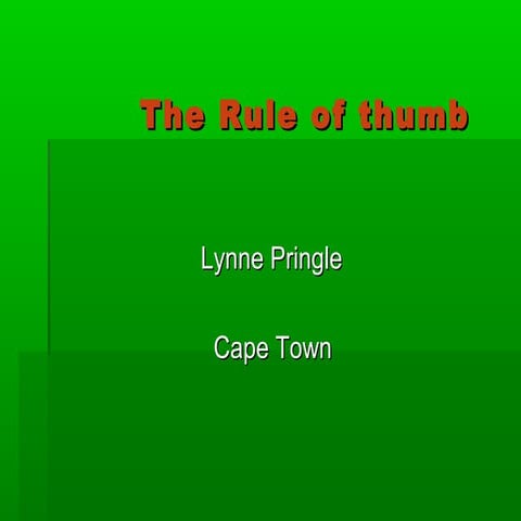 Hand Therapy - The Rule Of Thumb | PPT