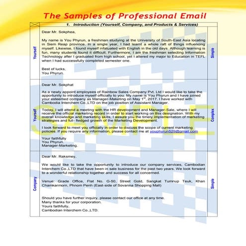 The samples of professional email | PDF
