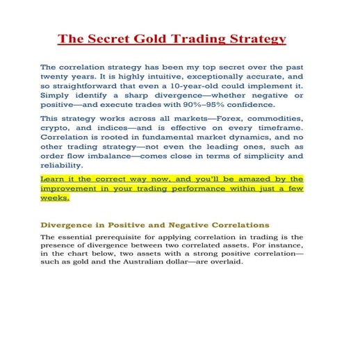 The Secret Gold Trading Strategy for Consistent Profit | PDF
