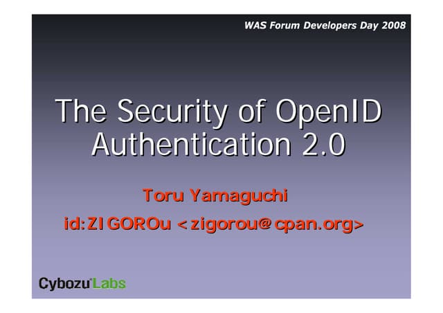 The Security Of Openid Authentication 20 Ppt 1042