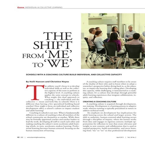 The shift from ‘me’ to ‘we’: Schools with a coaching culture build ...
