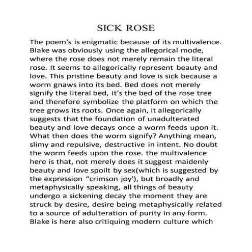 The sick-rose | DOCX