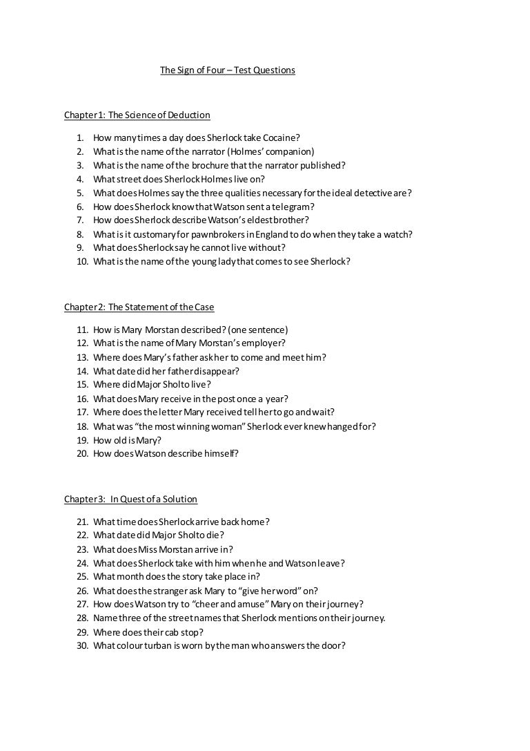 The sign-of-four-questions