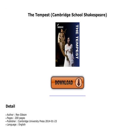 The Tempest (Cambridge School Shakespeare) | PDF