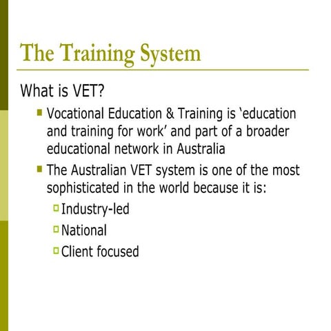 The VET training system | PPT