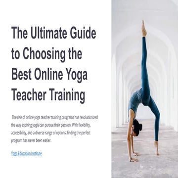 The Ultimate Guide to Choosing the Best Online Yoga Teacher Training | PDF
