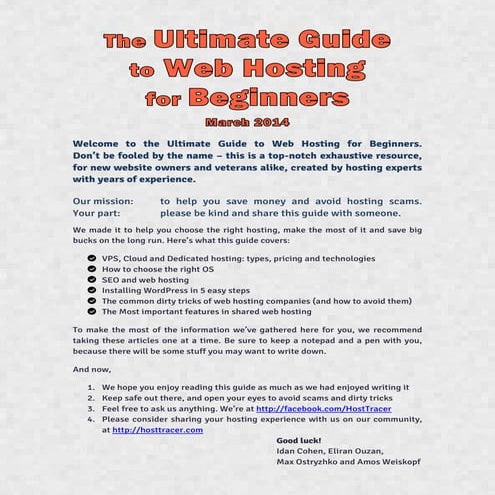 The Ultimate Guide to Web-Hosting for Beginners | PDF | Web Hosting | Internet