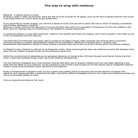 The way to sing with melisma | PDF