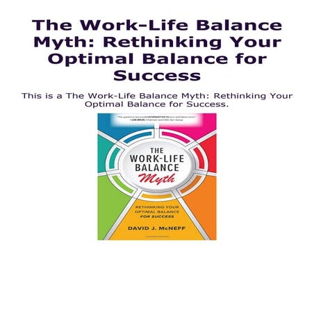 Read [Books] The Work-Life Balance Myth: Rethinking Your Optimal ...