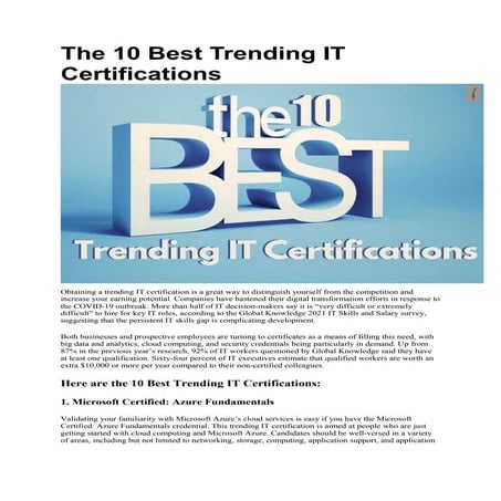 The 10 Best Trending IT Certifications | Future Education Magazine | PDF