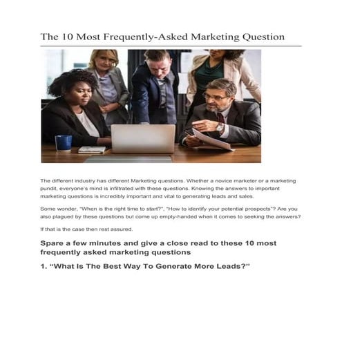The 10 most frequently asked marketing question | PDF
