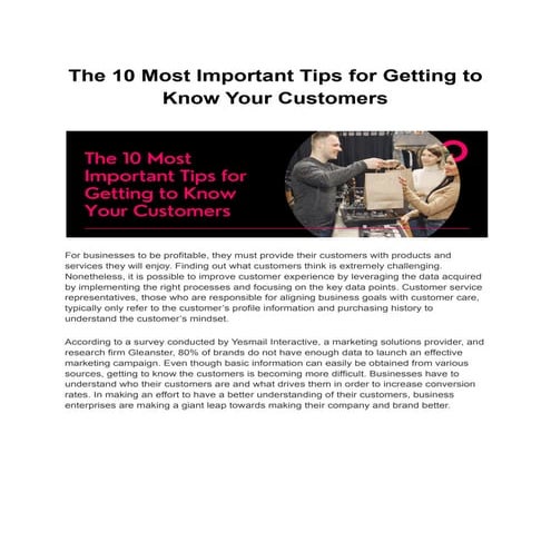The 10 most important tips for getting to know your customers | PDF