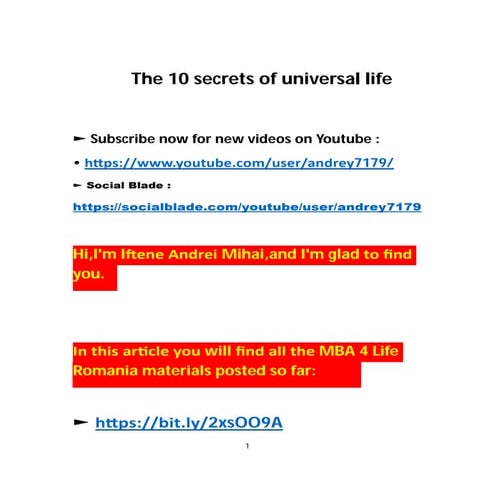 The 10 secrets of universal life | PDF