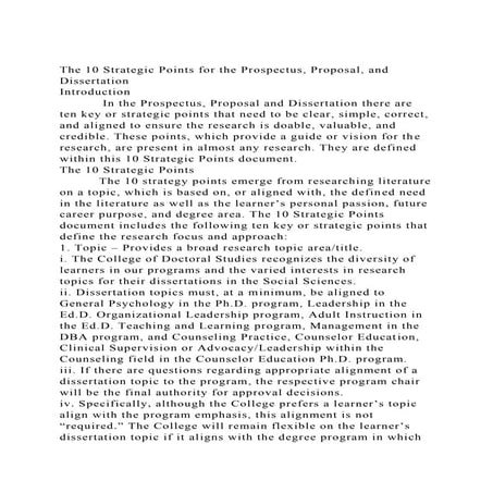 The 10 Strategic Points for the Prospectus, Proposal, and Disserta.docx