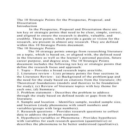 The 10 Strategic Points for the Prospectus, Proposal, and Disserta.docx