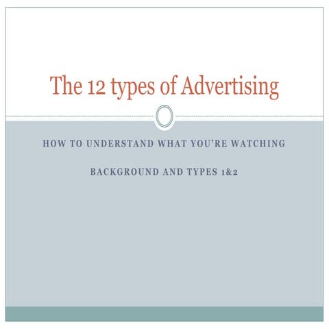 The 12 types of advertising - types 1 & 2 | PPTX