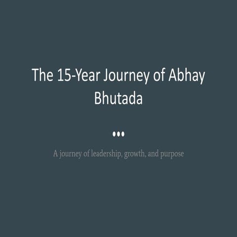 Abhay Bhutada - 15 Years of Innovation and Social Impact | PDF