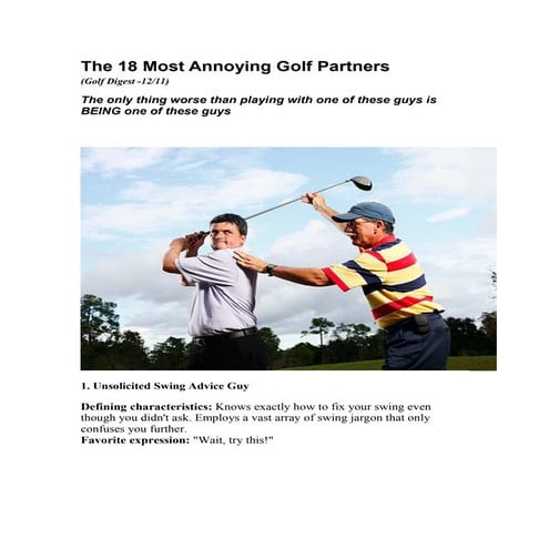 The 18 most annoying golf partners | PDF