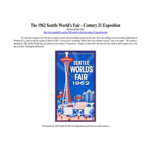 The 1962 Seattle World's Fair – Century 21 Exposition | PDF