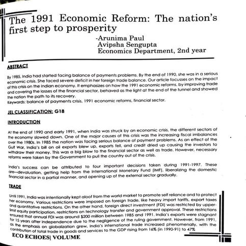 The 1991 Economic Reform: The nation's first step to prosperity | PDF