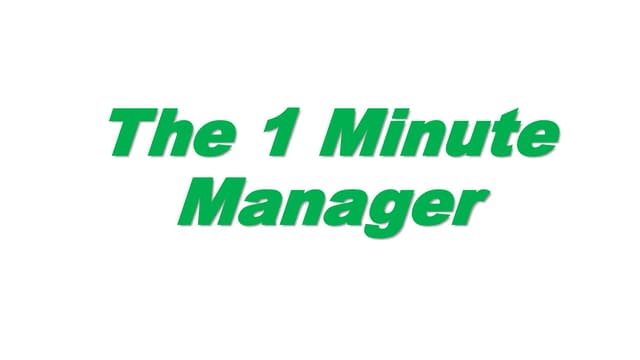 The One Minute Manager | PPTX