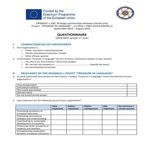 The 1st project questionnaire | PDF | Educational Assessment | Education
