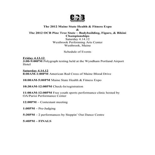 2012 Maine State Health & Fitness Expo, and the 2012 OCB Pine Tree ...